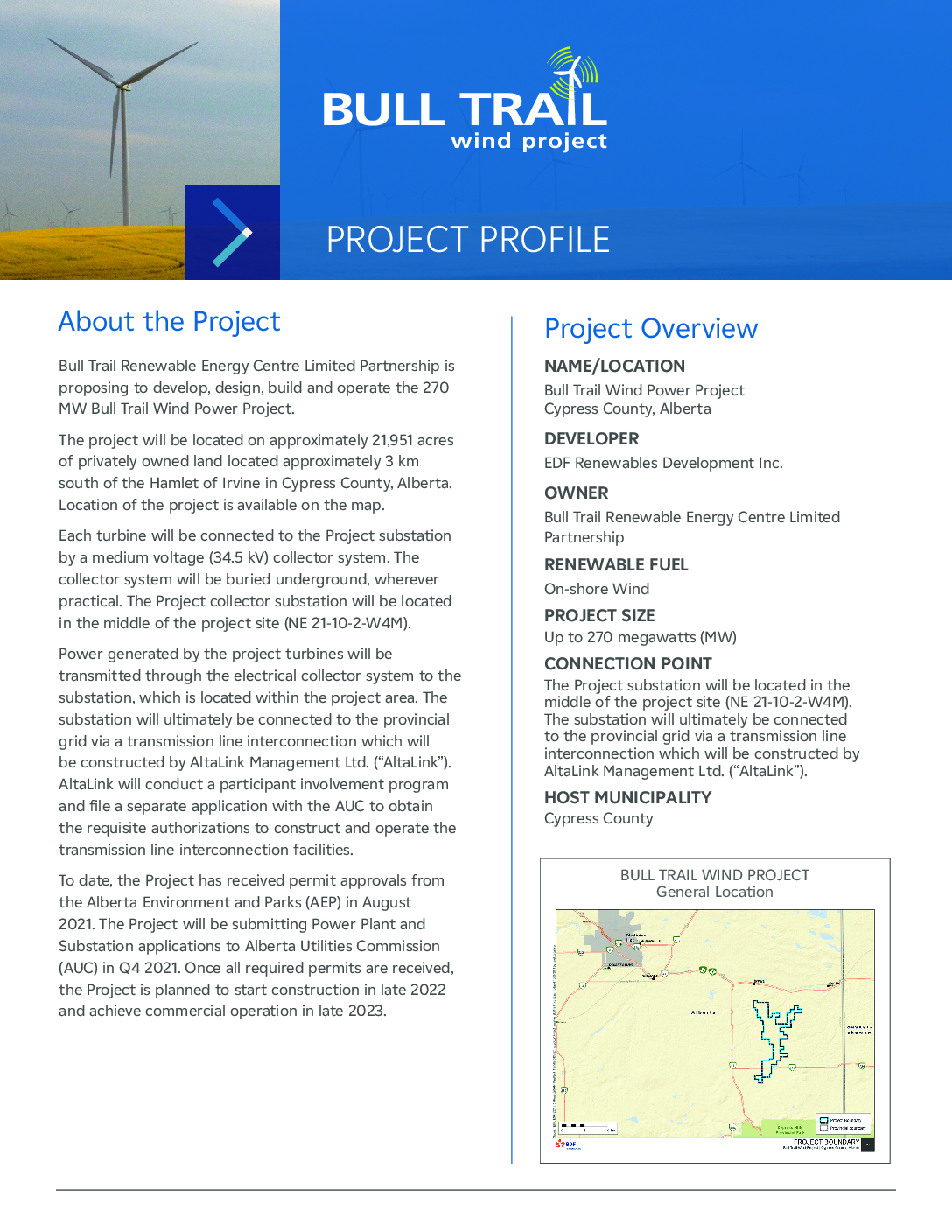 Bull Trail Project Open House – EDF Renewables Open Houses